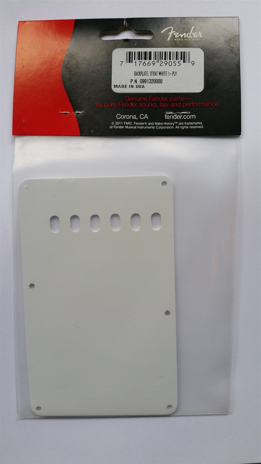 HW Audio:. Fender Back Plate USA Strat, White, 1-Ply