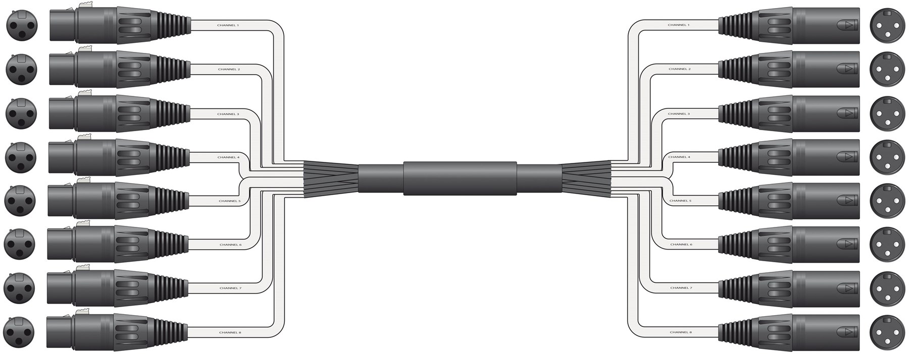 HW Audio:. 8 Way Audio Loom Xlr-xlr