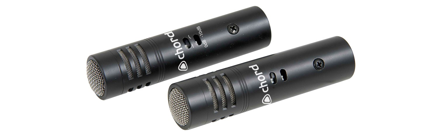 HW Audio:. Chord Mini Condenser Microphones - PCM2, Black, Set Of 2