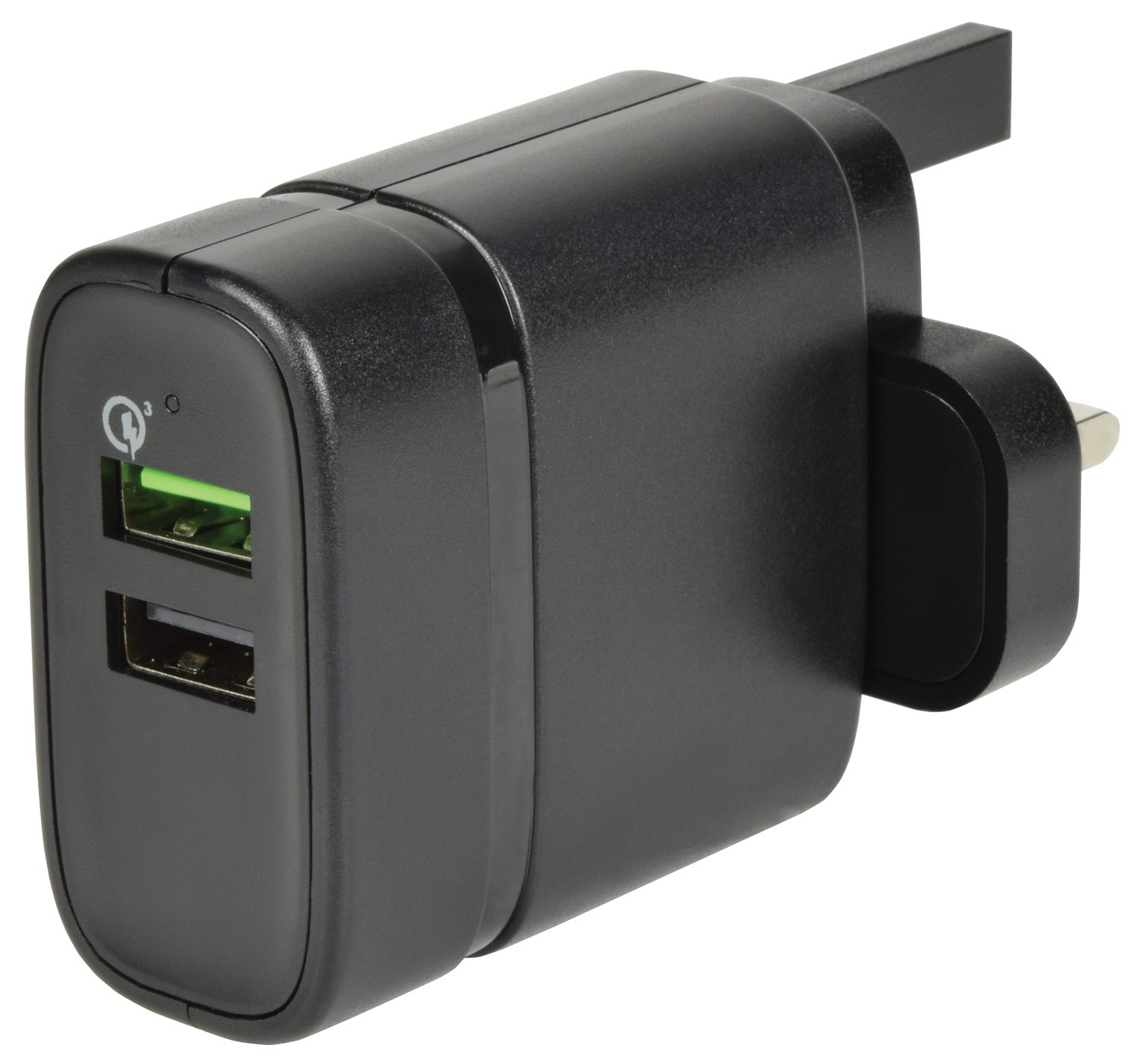 HW Audio:. Mercury 2 Port Quick Charge 3.0 USB Mains Charger, Black
