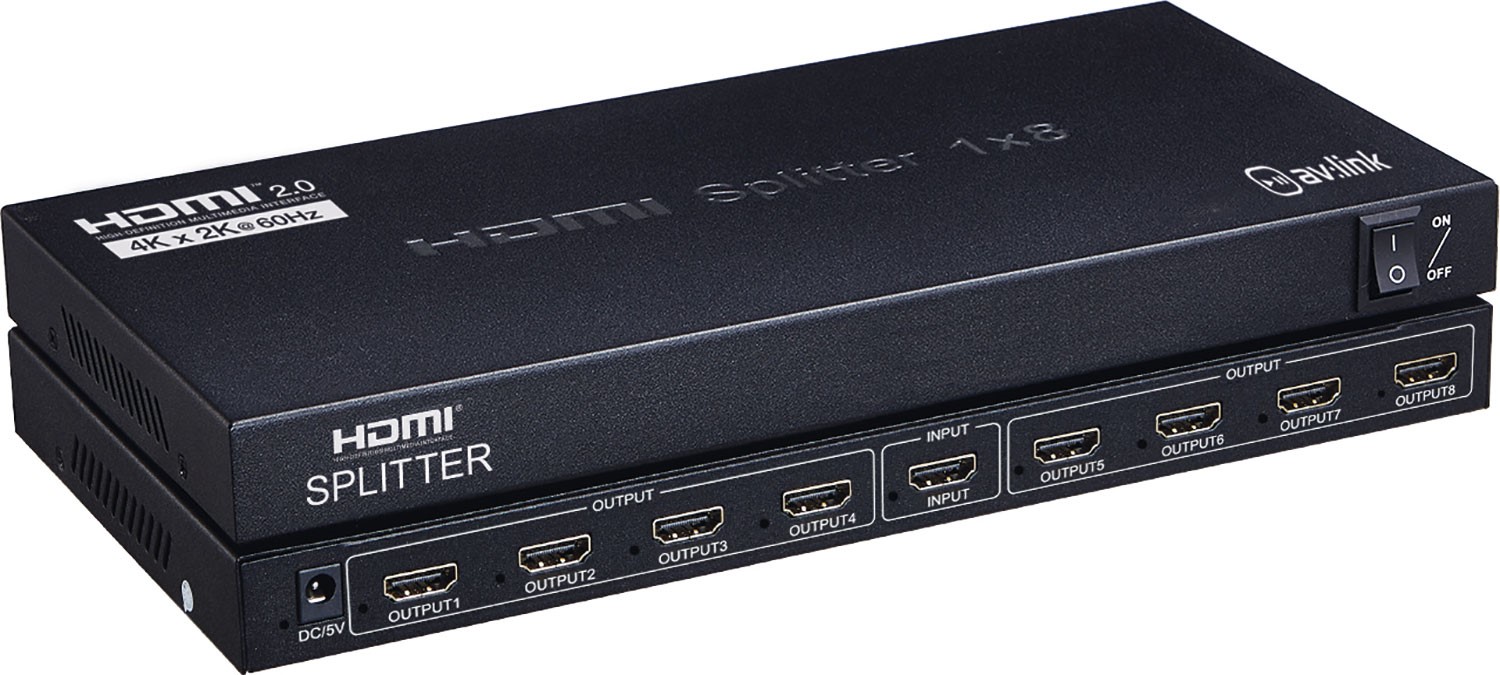 HW Audio:. 8 Way 4K HDMI 2.0 Splitter One in Eight Out