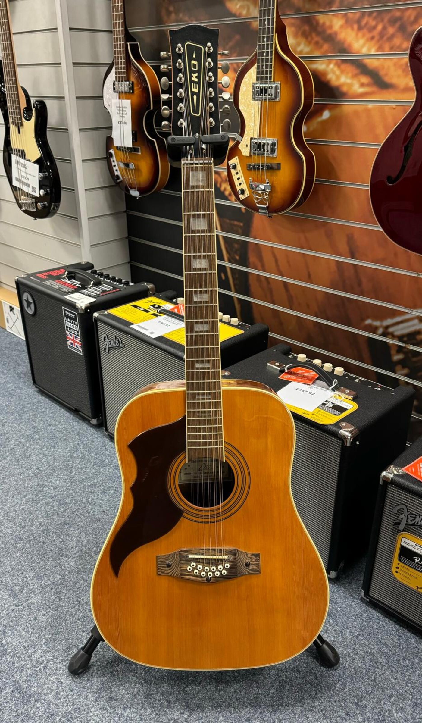 HW Audio:. Eko Ranger 12 String Acoustic 70s Left Handed - Used, Natural