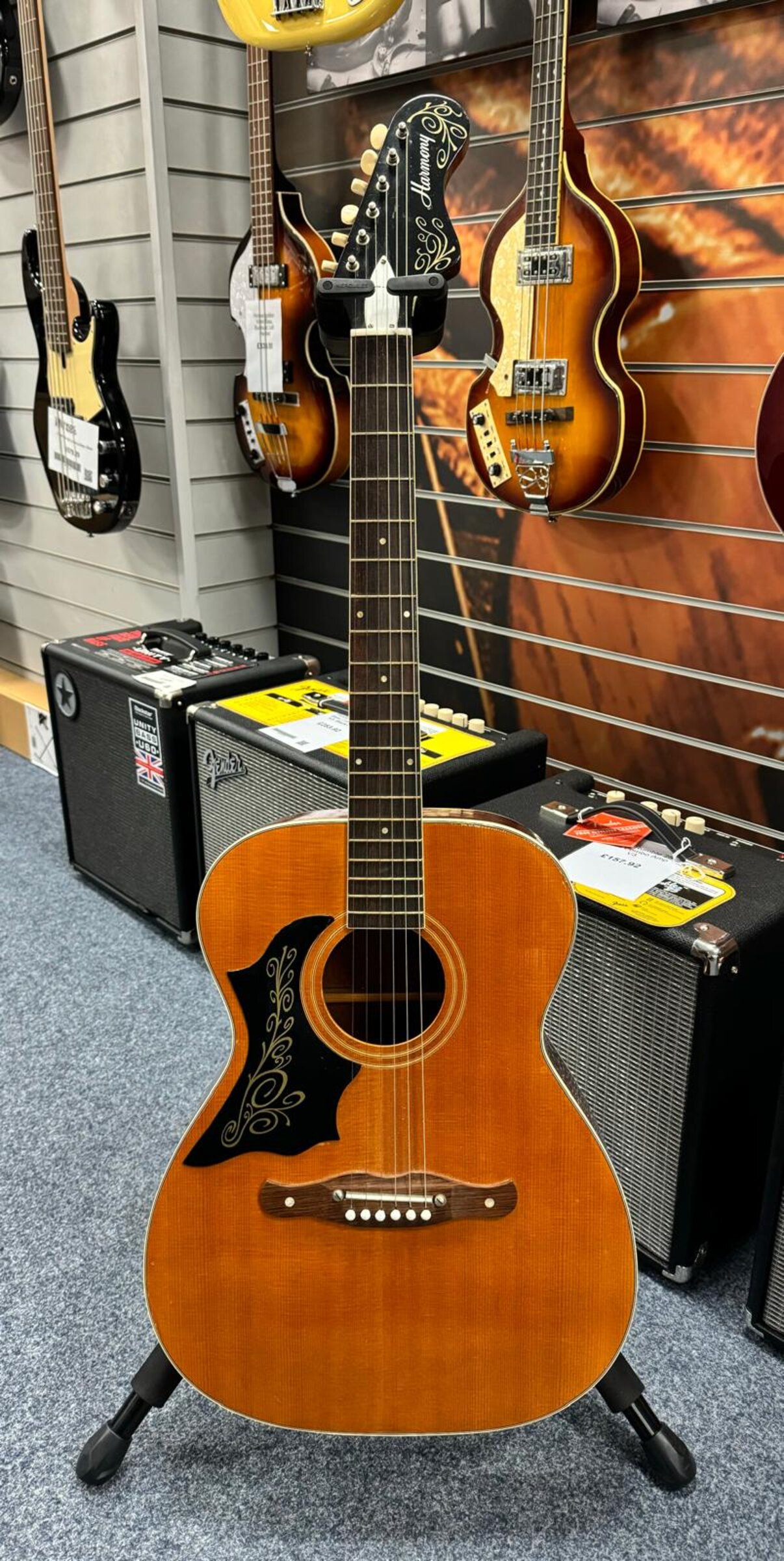 HW Audio:. Harmony Usa Acoustic Guitar Left Handed - Used, Sunburst