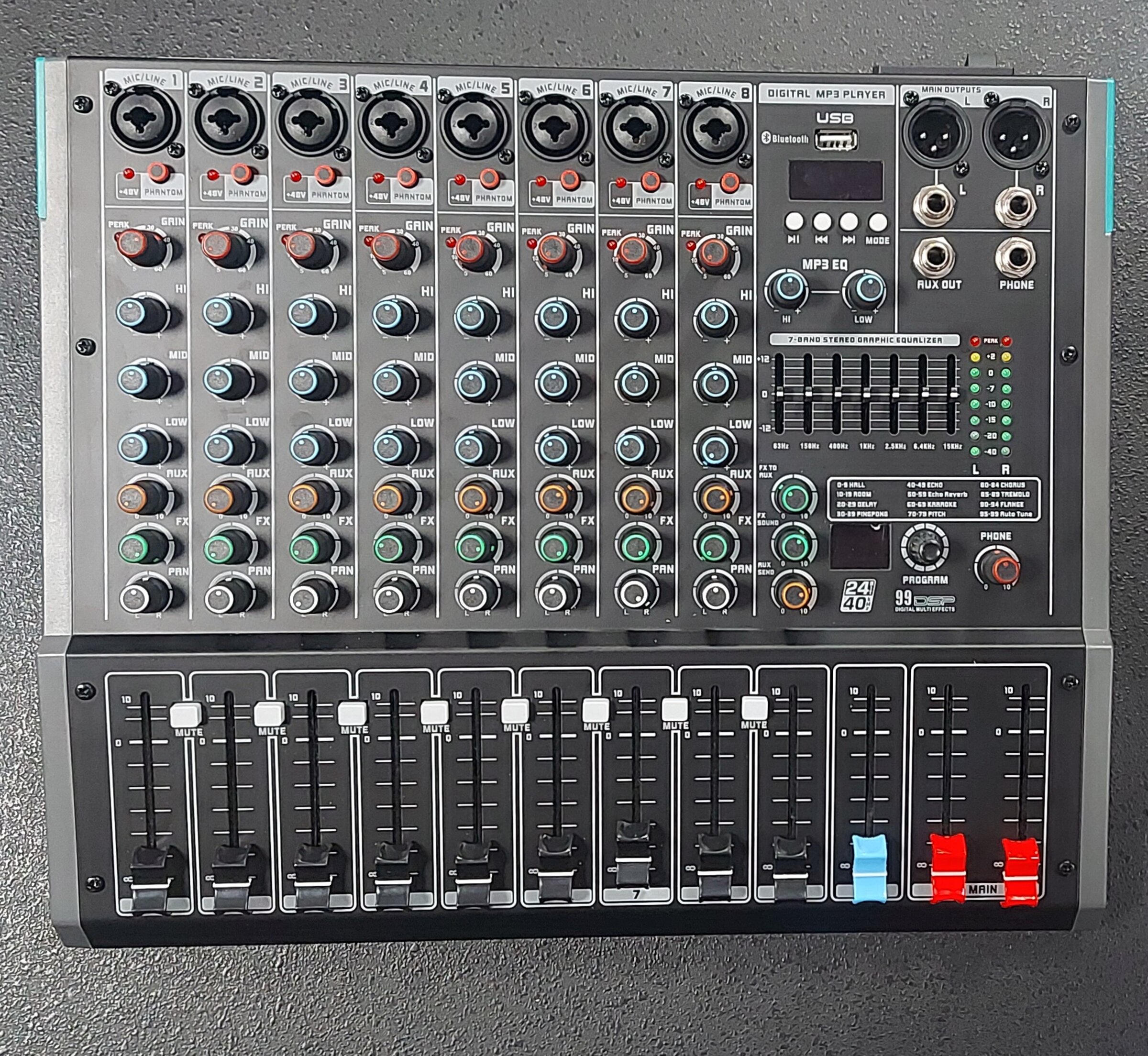 HW Audio:. 8 Channel Mixer with Bluetooth, USB MP3 Player Mixer With 99 ...