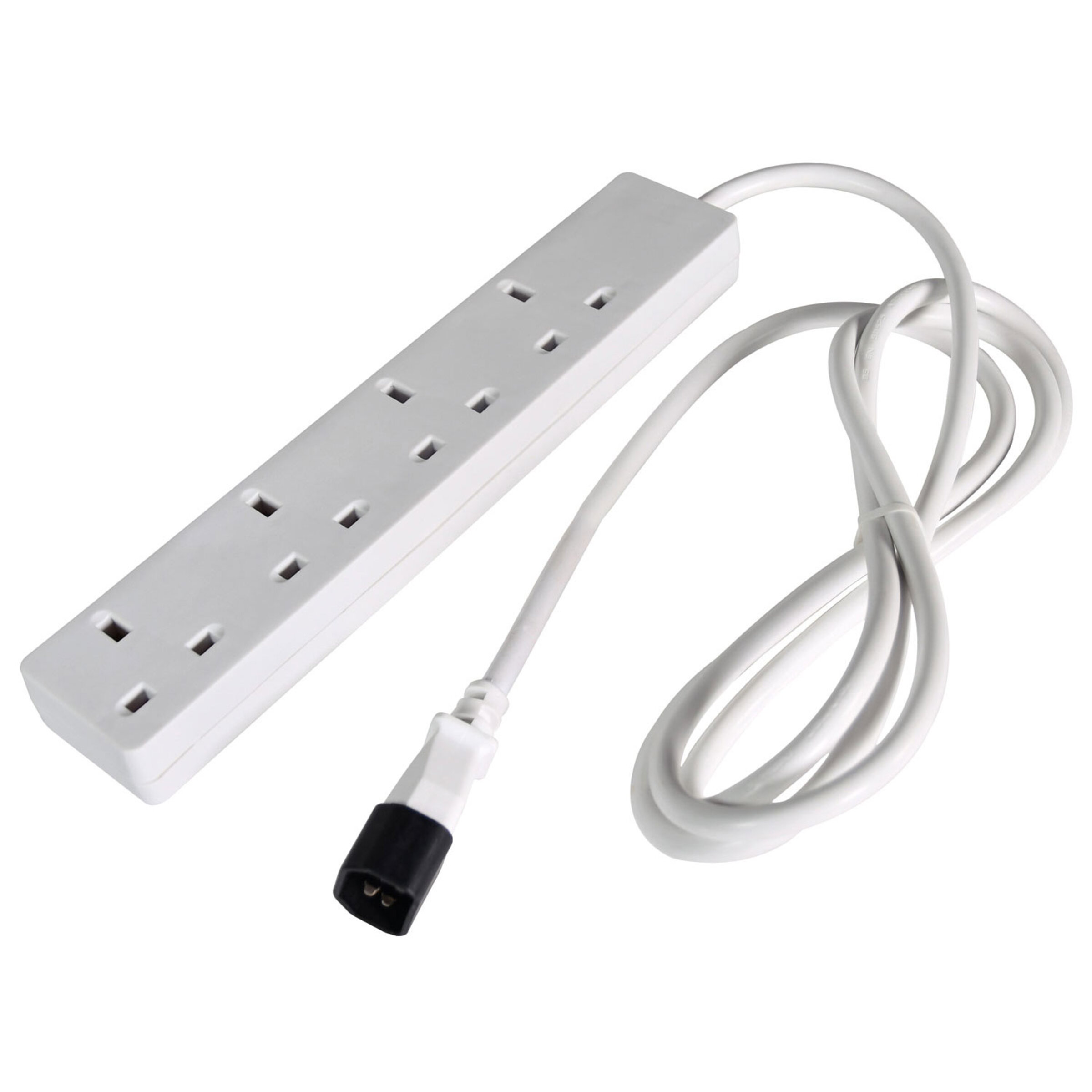 HW Audio:. 4 Gang Trailing Socket to IEC Connector C14, White, 2 Metre ...